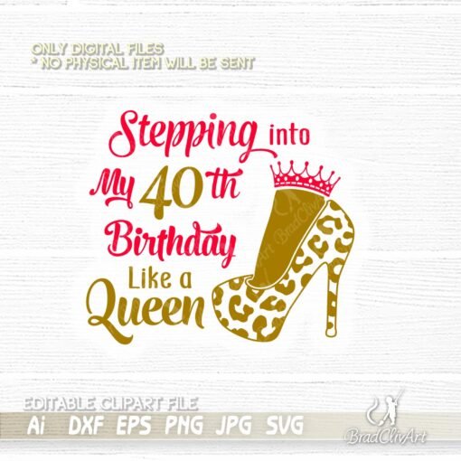 Stepping into My 40 th Like A Queen and Birthday Squad SVG Leopard ...