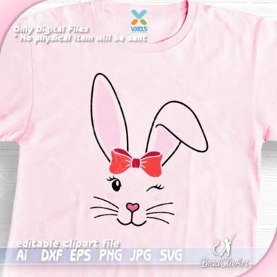 Bunny SVG Cutting File for Easter Rabbit Vector, T Shirt Design Bundles
