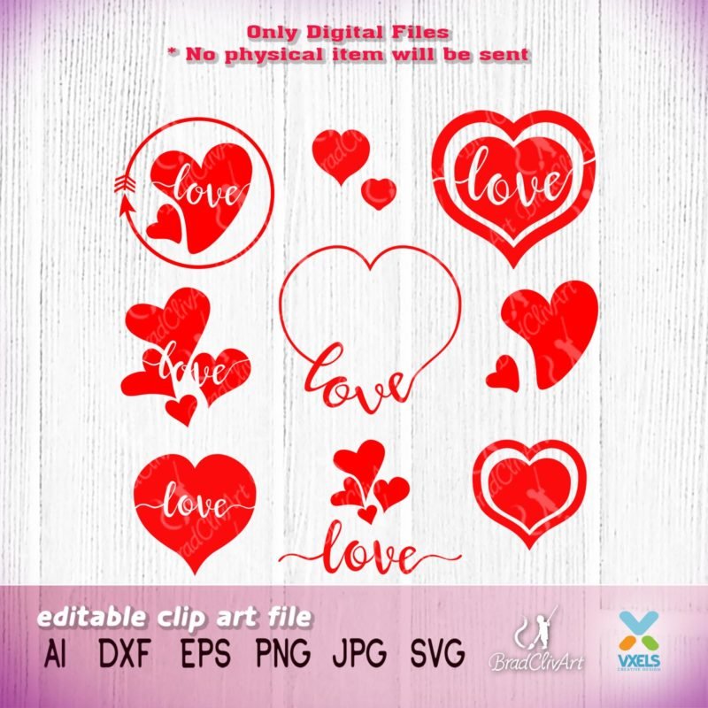 Heart SVG Valentine Bundle Cutting files for Costume graphic design