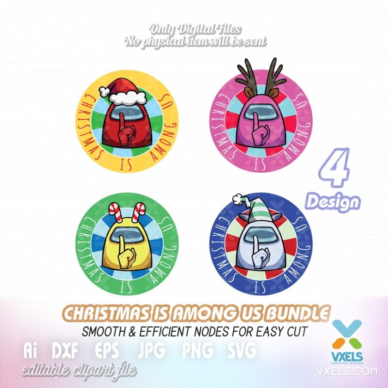 Among Us Christmas Shhhhh Pose SVG bundle set#1 Cricut Silhouette