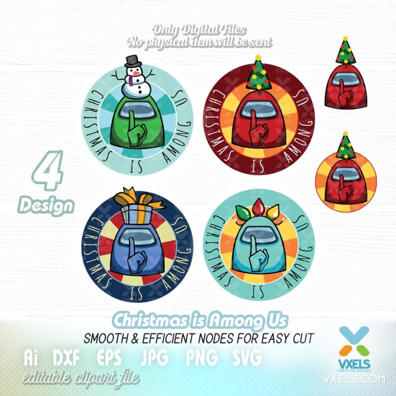 Among Us bundle all colors Character Shhhhh! Christmas Halloween SVG