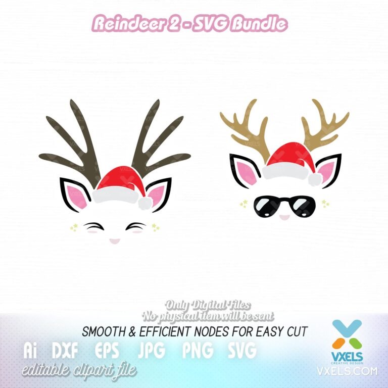 Reindeer Rudolph SVG Antlers Face Christmas SVG Print