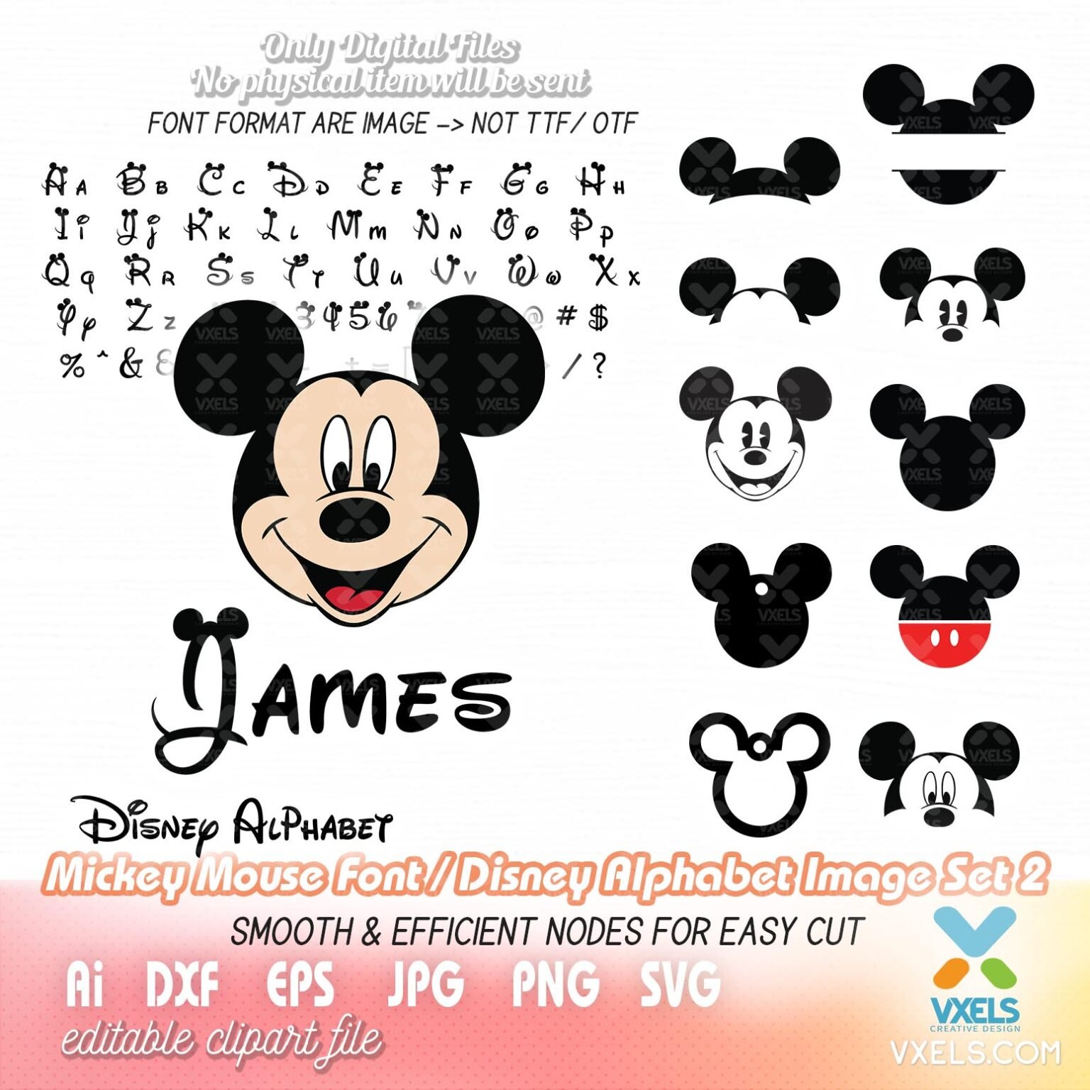 Mickey Mouse Alphabet Disney Font SVG Bundle Name Banner Set 2