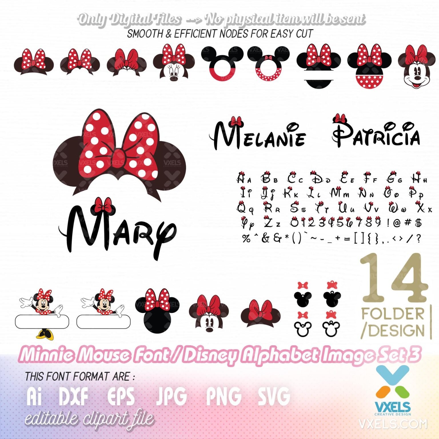 Disney Font Alphabet SVG Minnie Mouse Bundle Decorative Disney Set 3