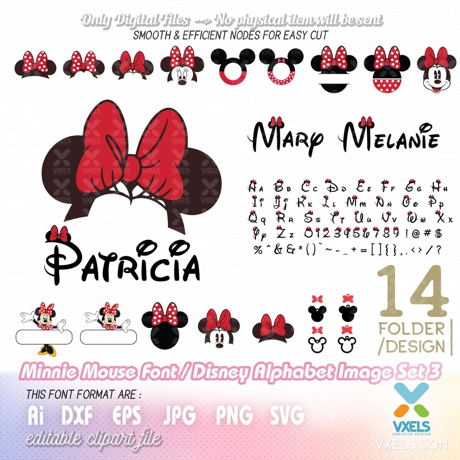 Disney Font Alphabet SVG Minnie Mouse Bundle Decorative Disney Set 3