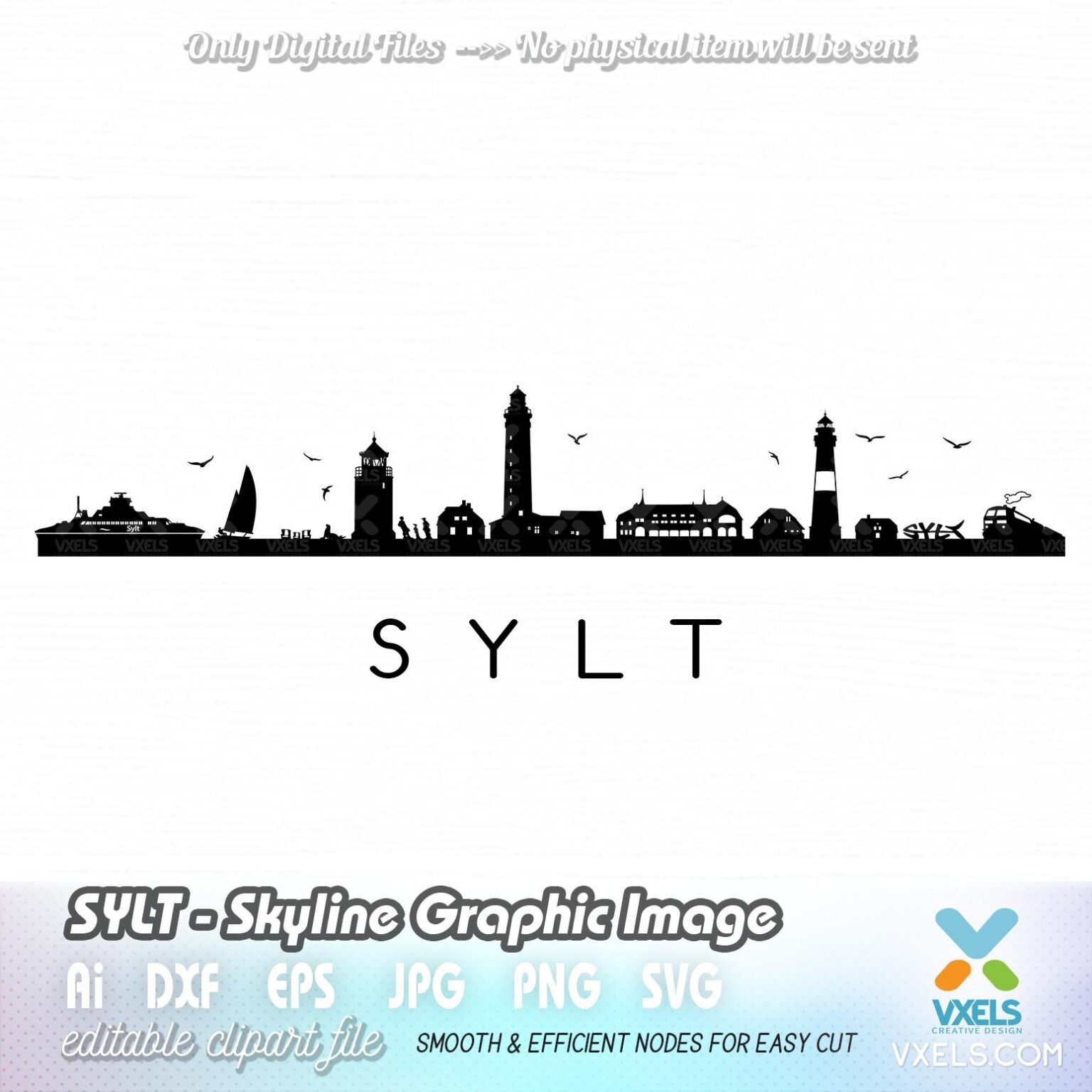Skyline SVG Sylt Landscape Westerland Graphic Vector
