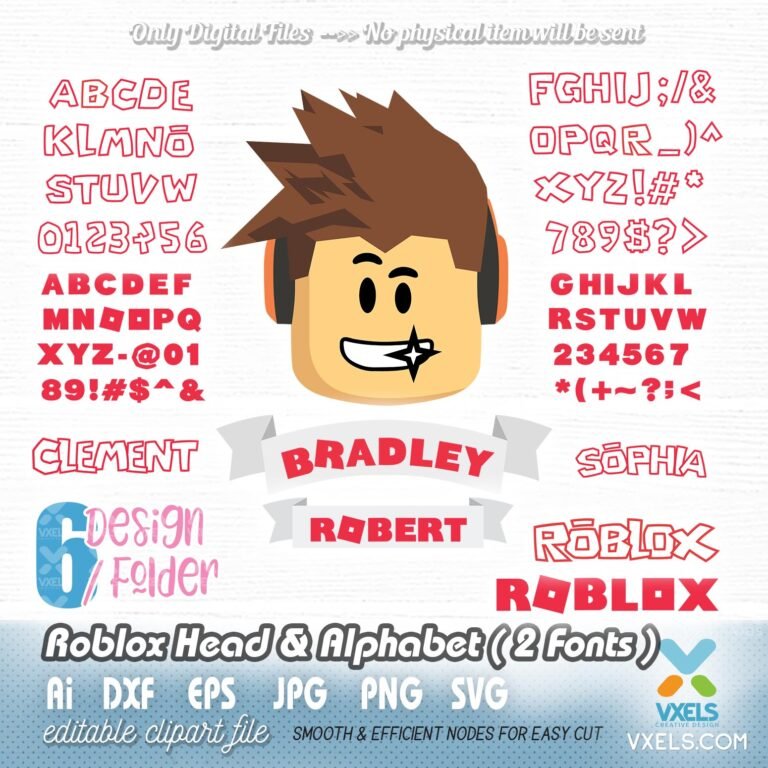 Roblox Head with Alphabet Image Fonts Roblox Birthday Template