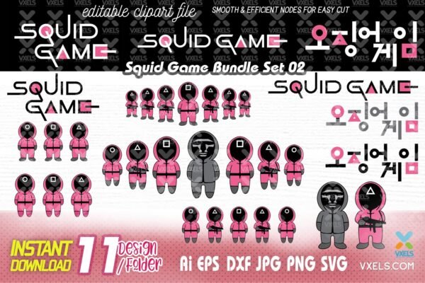 Squid Game Guard and Front Man Clip Art Vector Cricut with Squidgame ...