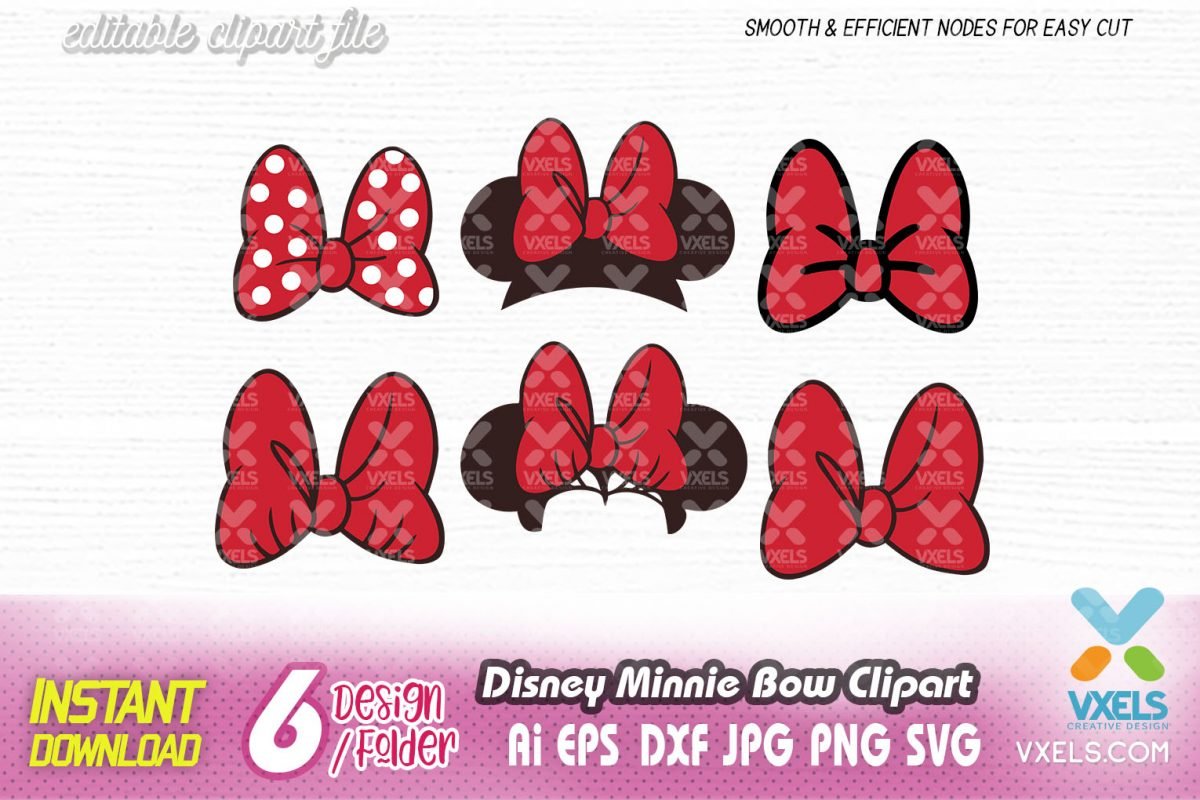 Disney Minnie Mouse Disney Bow SVG Illustrator for cutting file and design