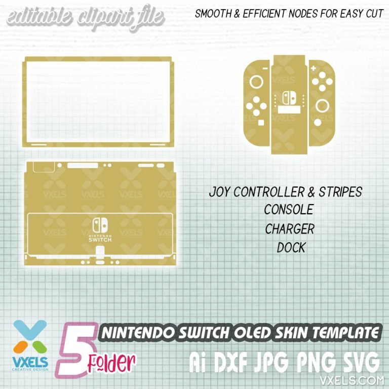 Nintendo Switch OLED Skin Template SVG Cut File, full wrap template